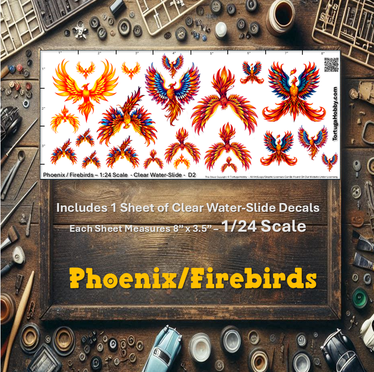 Decals - Phoenix/Firebird - Clear Water Slide Decals - 1:24 & 1:64 Sca ...